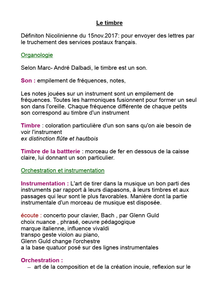 04 - Le Timbre | PDF | Piano | Instruments de musique