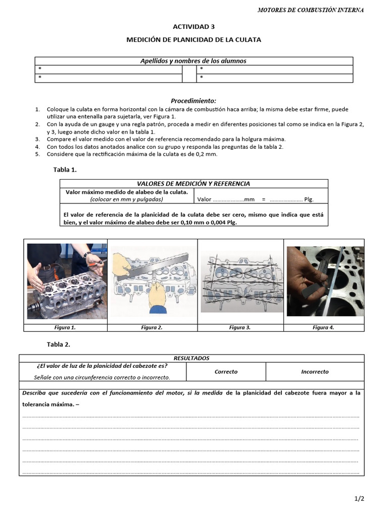Medición de Planicidad de la Culata | PDF | Métodos y materiales de ...