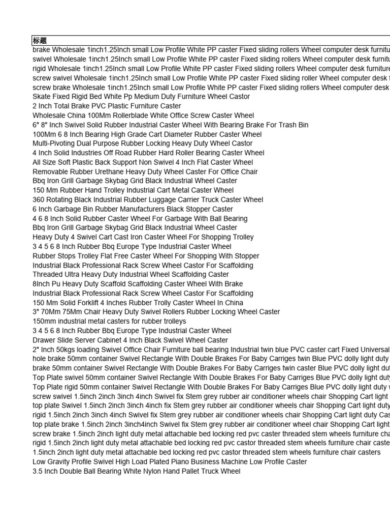 Qian Yue Caster | PDF | Screw | Wheel