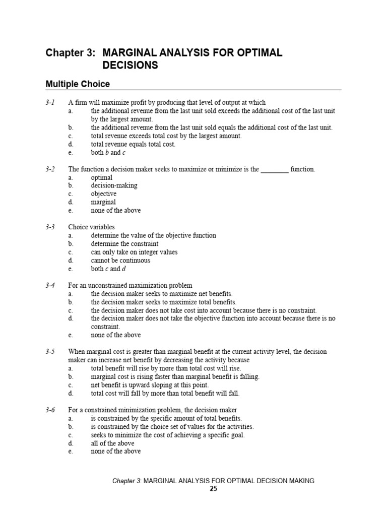 9e TB Chap 03 | PDF | Marginal Cost | Decision Making