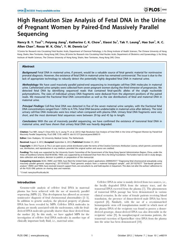 Cell Free Fetal DNA | PDF | Dna Sequencing | Dna