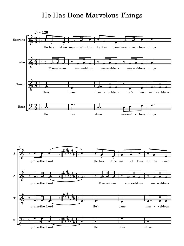 He Has Done Marvelous Things | PDF | Musical Compositions | Music Performance