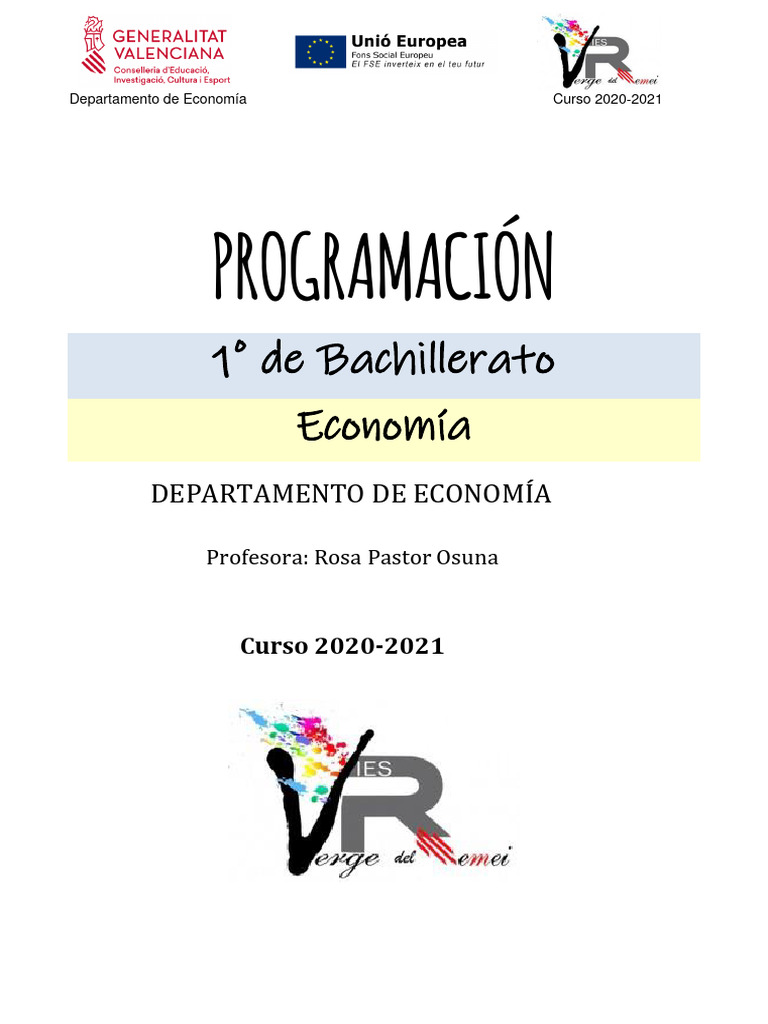 Programacion 1o Bach Economia | PDF | Plan de estudios | Enseñando Programacion 1o Bach Economia | PDF | Plan de estudios | Enseñando