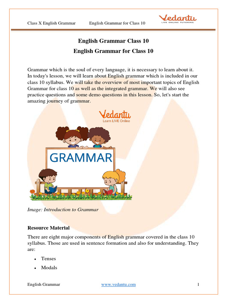 Class 10 English Grammar Ncert Solutions Solved Exercises | PDF | Verb ...