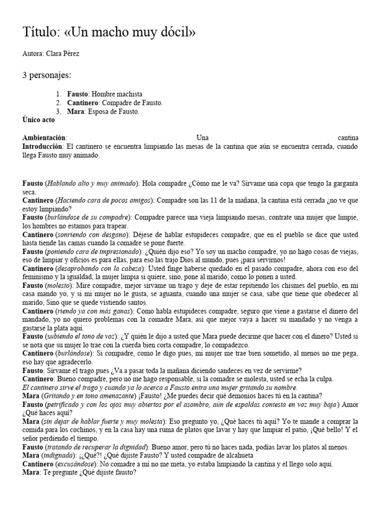 Un Macho Muy Docil - Obra | PDF | Caperucita Roja | Blanco como la nieve