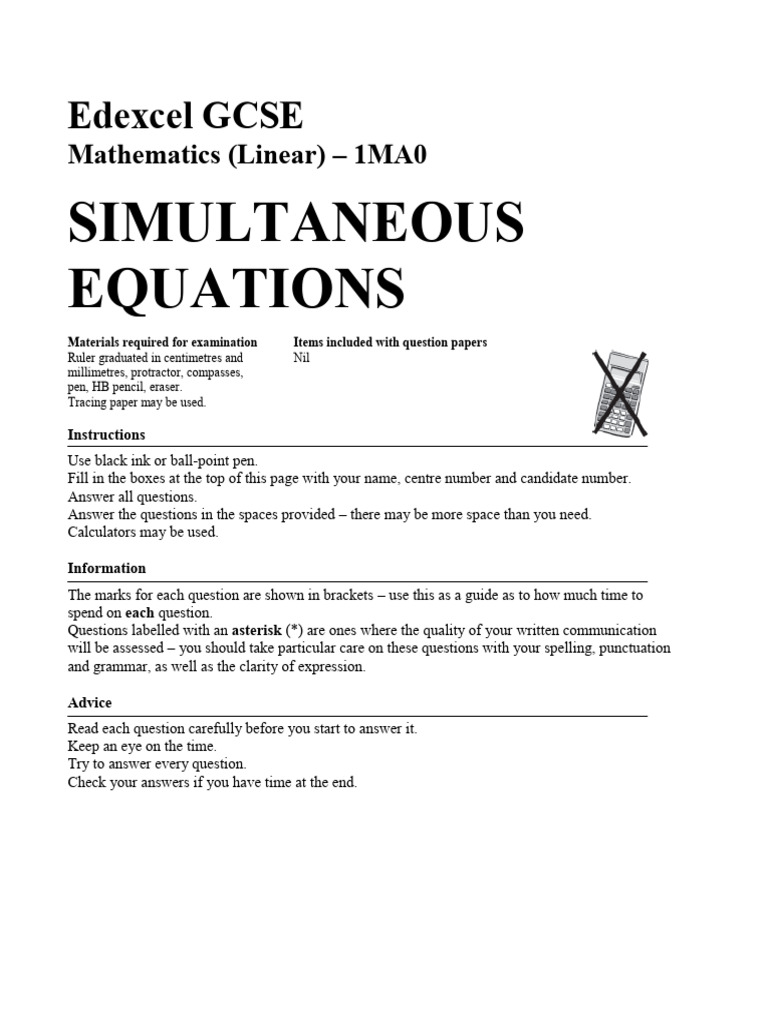 GCSE Maths: Simultaneous Equations | PDF | Mathematics