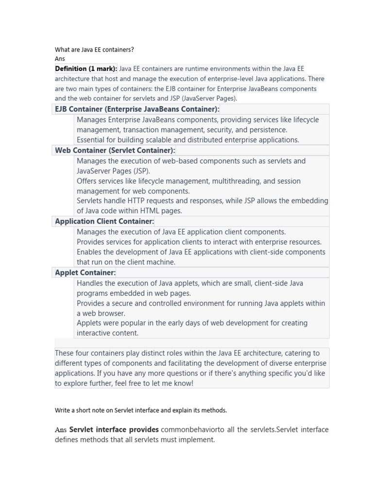 What Are Java Ee Containers Pdf Class Computer Programming Software Engineering