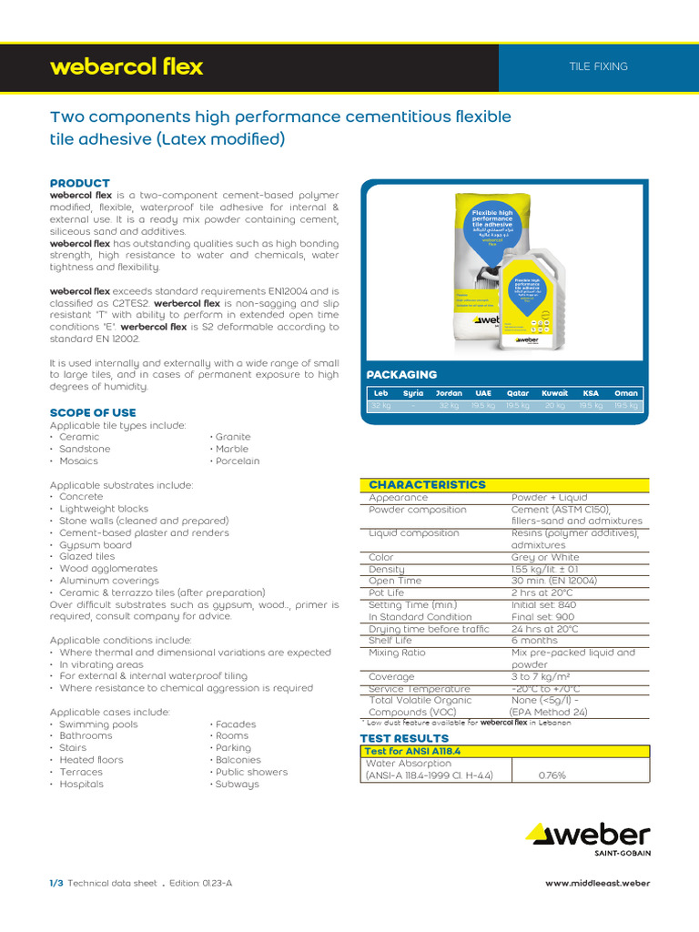 Webercol Flex | Download Free PDF | Concrete | Tile