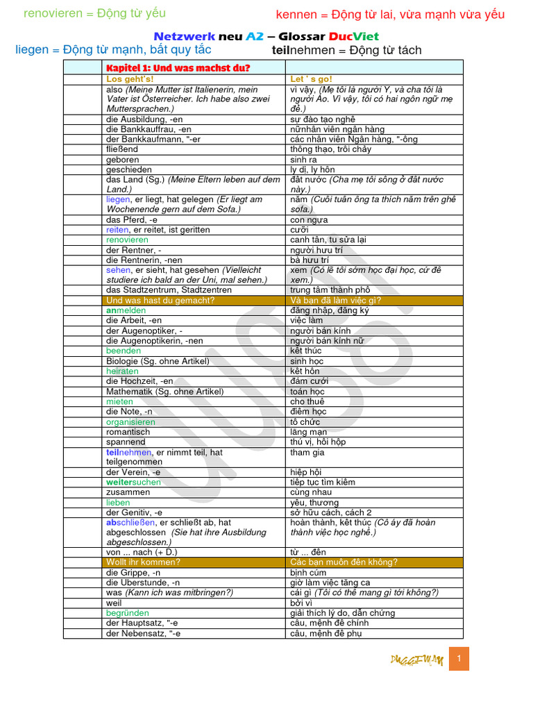 A2 Netzwerk Neu Glossar DucViet 2023 | PDF