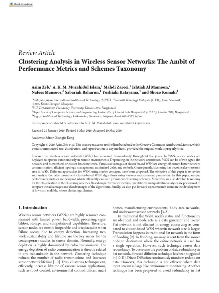 2019 Clustering Analysis in Wireless Sensor Networks The Ambit of | PDF | Wireless Sensor ...