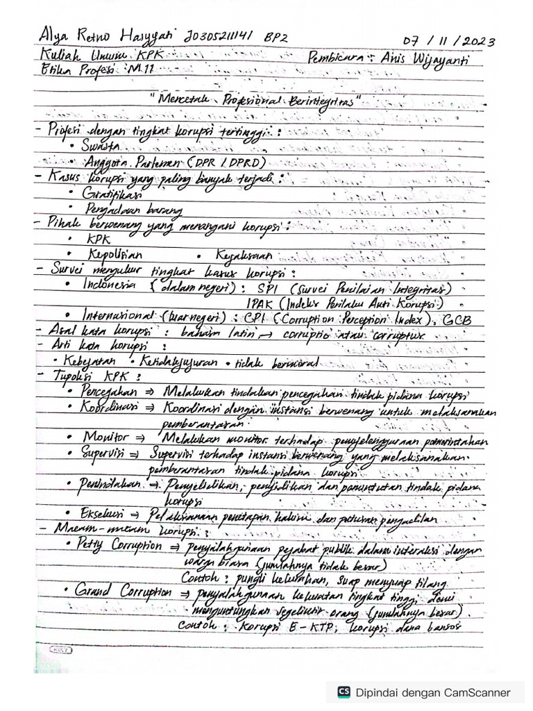 Resume Kuliah Umum KPK | PDF