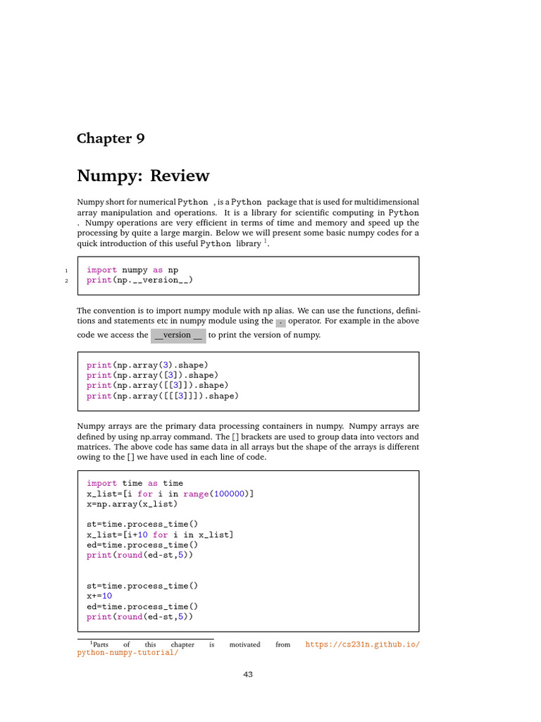Numpy | PDF | Computer Programming | Mathematics Numpy | PDF | Computer Programming | Mathematics