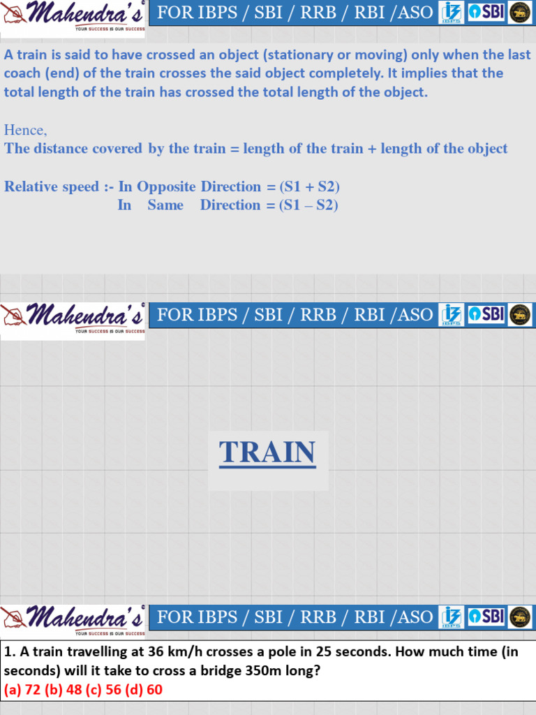 Train Bank Ppt | PDF | Speed | Metrology
