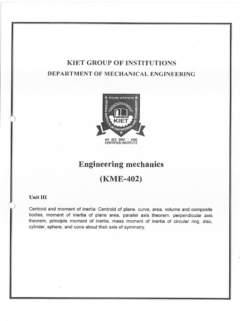 Unit-3 Notes Engineering Mechanics... | PDF
