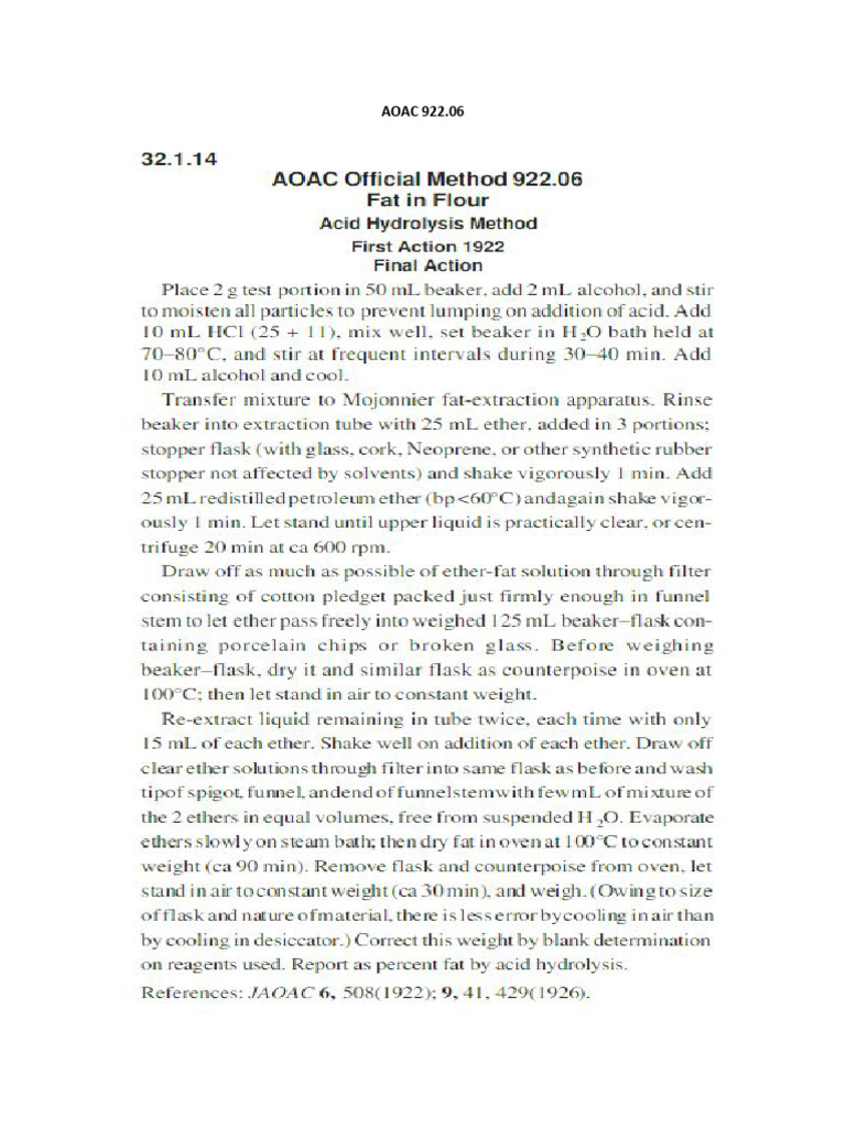 Aoac 922.06 | PDF