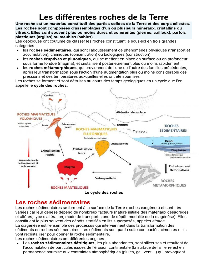 Les types de roches de la Terre | PDF | Roche sédimentaire | Géologie
