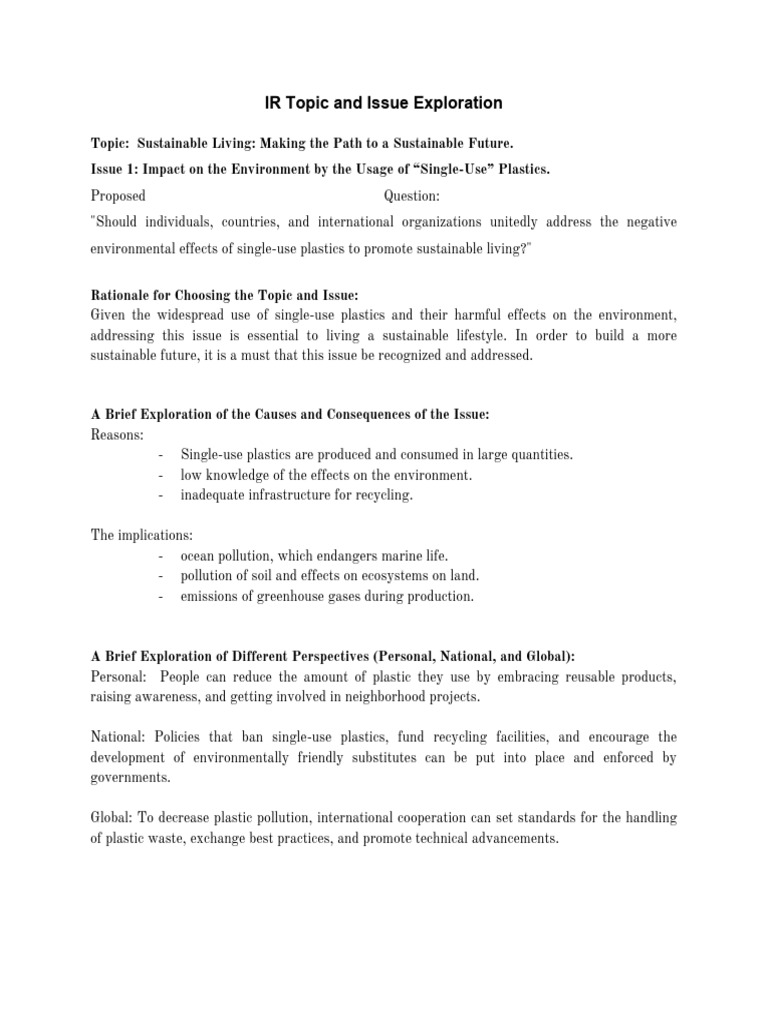 Vardaan Kaira - IR Topic and Issue Exploration | PDF | Sustainability ...