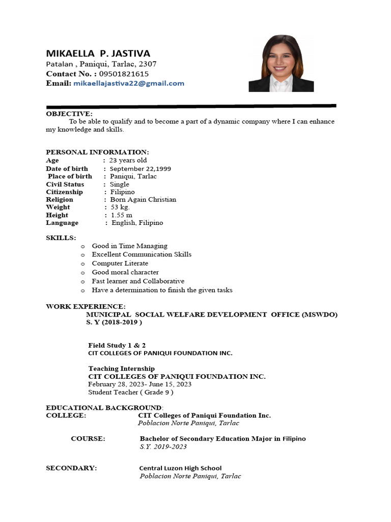 Jastiva M Resume | PDF | Teachers | Learning