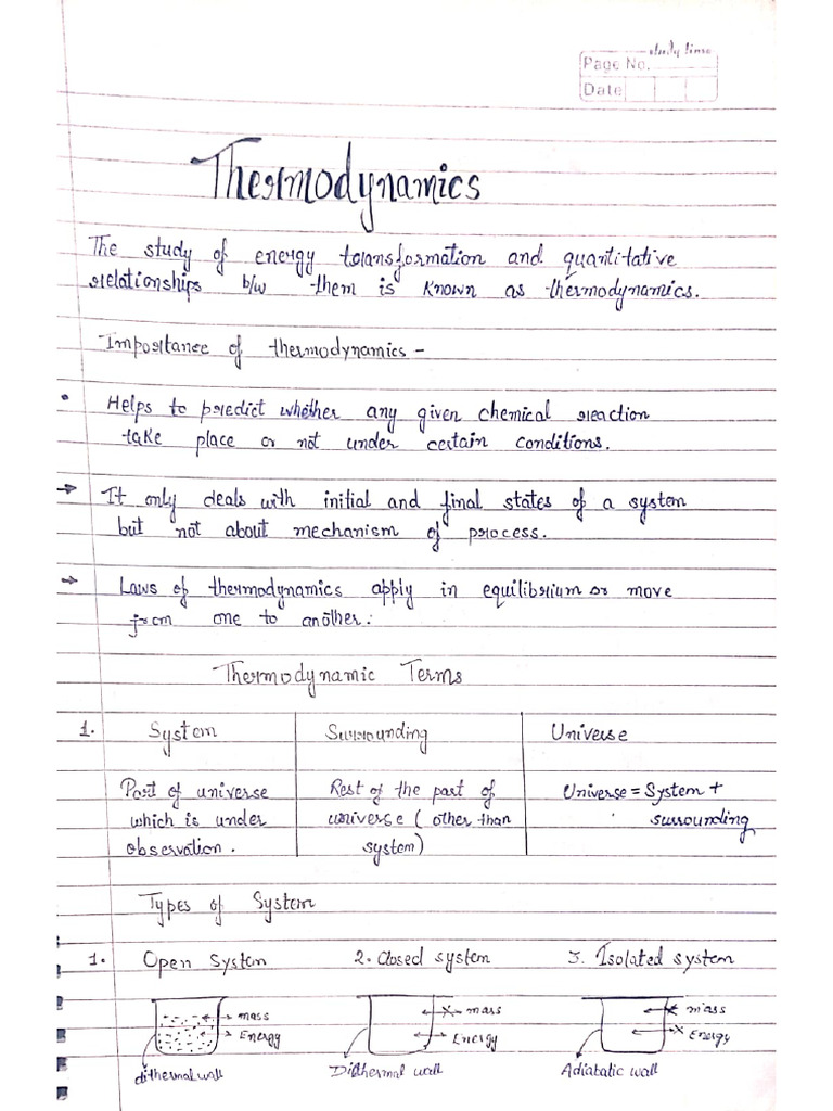 Thermodynamics Class 11th Notes JEE Neet | PDF