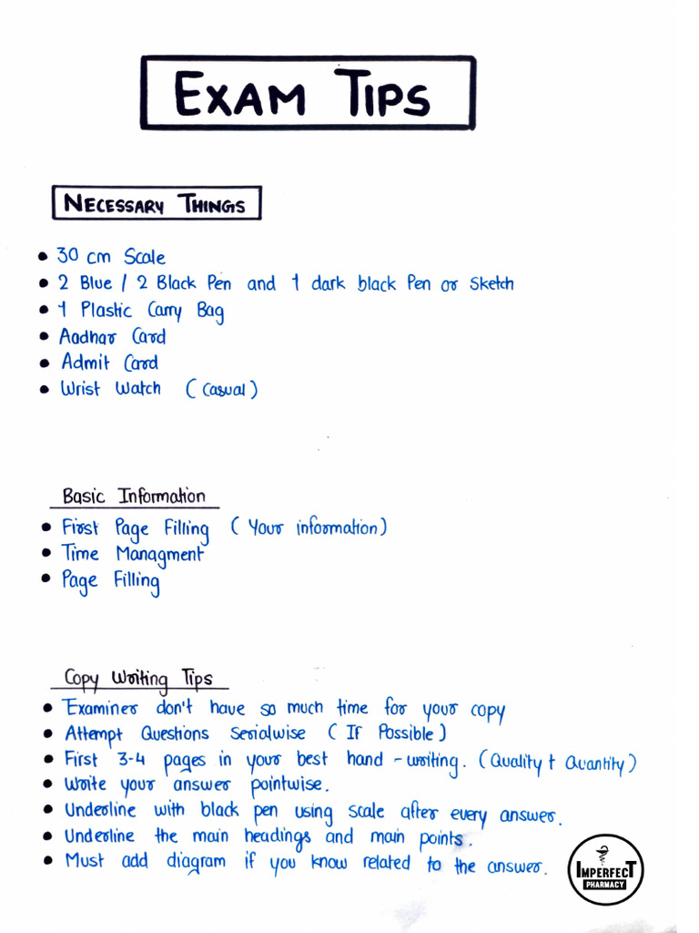 EXAM TIPS (Imperfect Pharmacy) | PDF