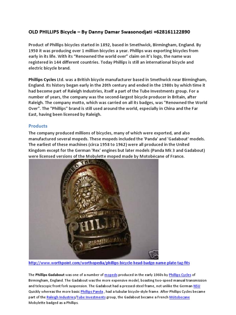 Phillips Bike Historycal-By Danny Damar S | PDF | Wheel | Wheeled Vehicles
