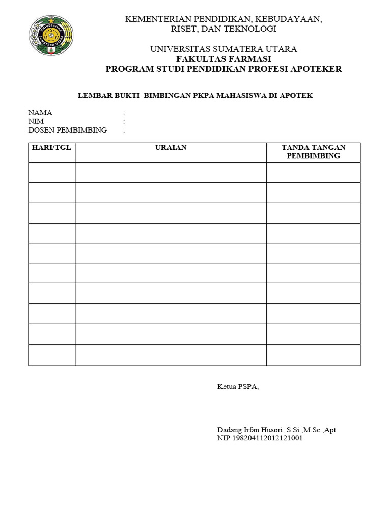 Form Bukti Bimbingan PKP | PDF