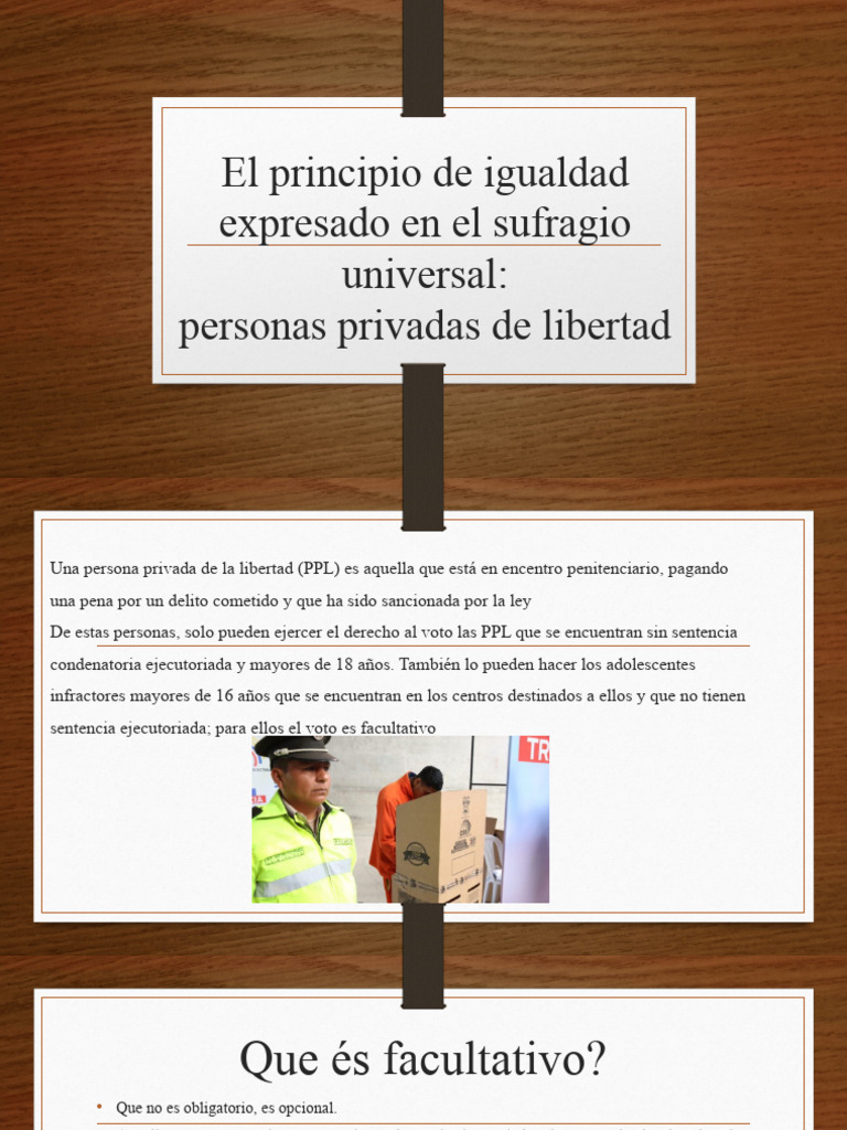 El Principio de Igualdad Expresado en El Sufragio Universal: Personas Privadas de Libertad | PDF