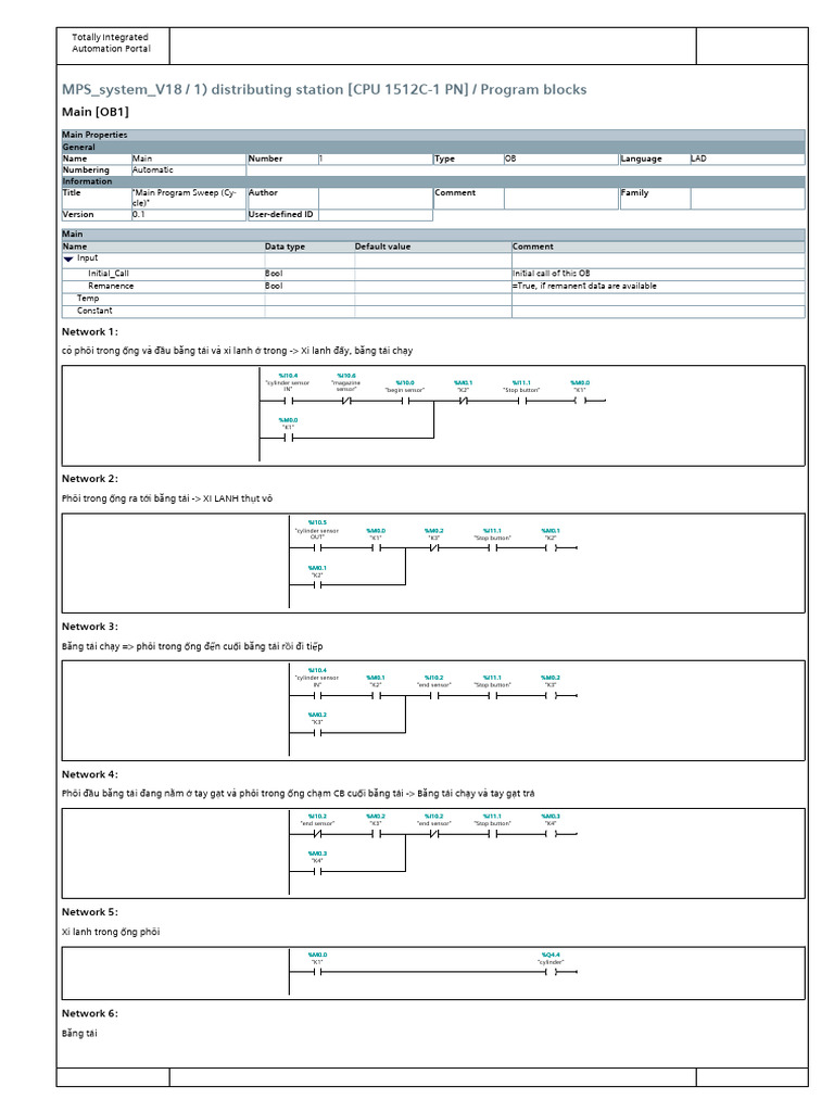 MPS - System - V18 / 1) Distributing Station (CPU 1512C-1 PN) / Program ...