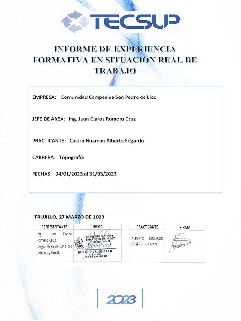 INFORME DE PRACTICA -TECSUP- | PDF | Topografía