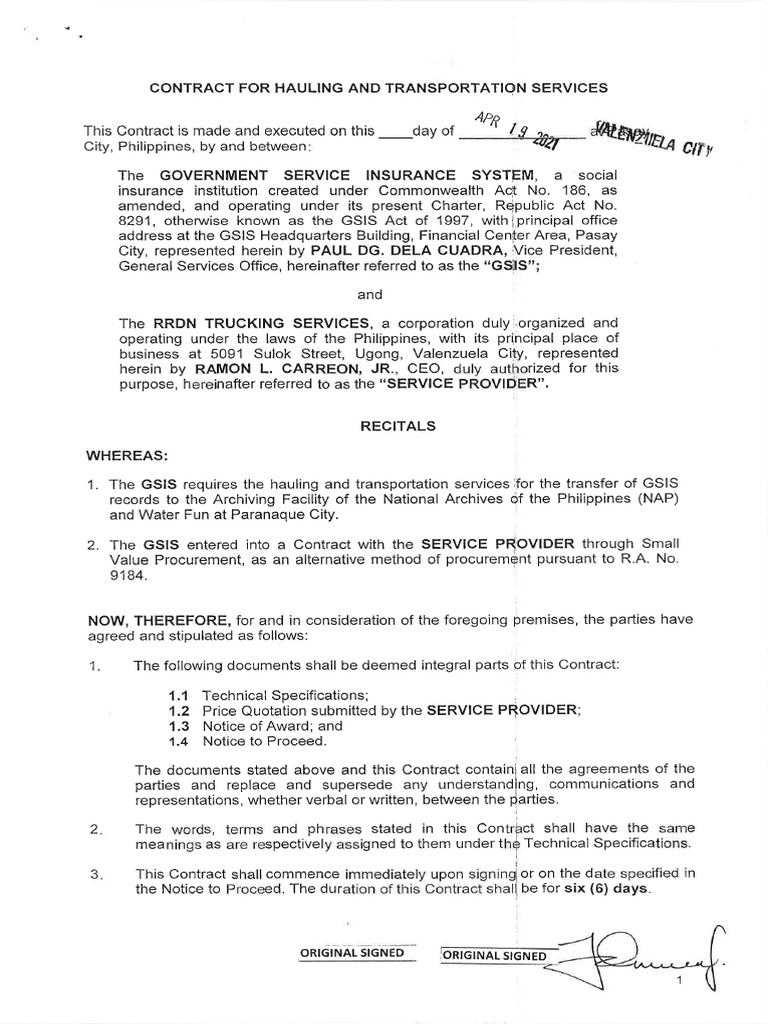 20210609-Contract-Hauling Transportation Services | PDF
