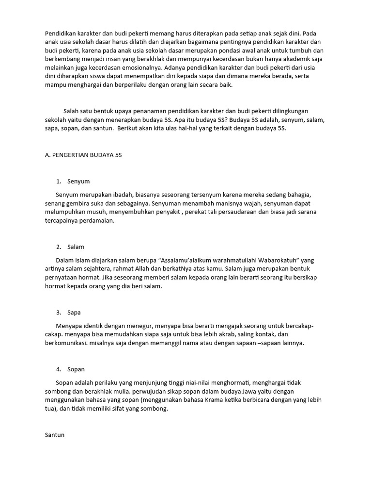 mATERI bUDAYA sEKOLAH 5S | PDF | Pengembangan Diri