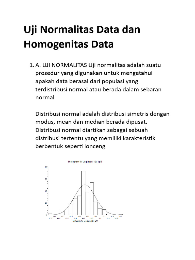 Uji Normalitas Data Dan Homogenitas Data | PDF