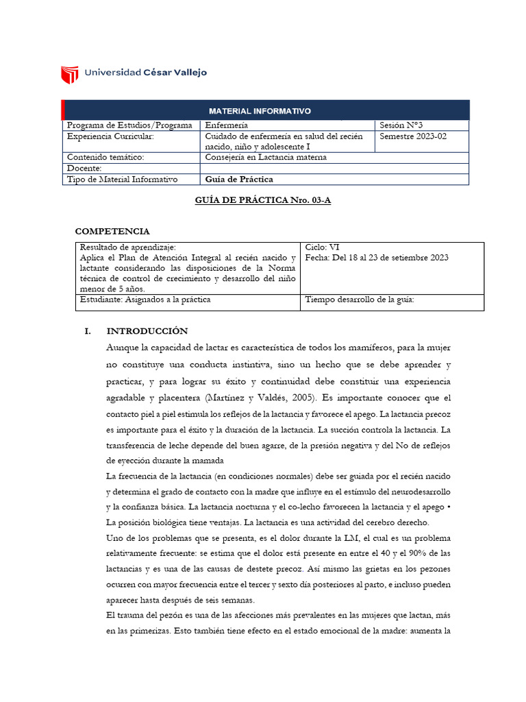 Guía de Práctica #3A | PDF | Amamantamiento | Anemia