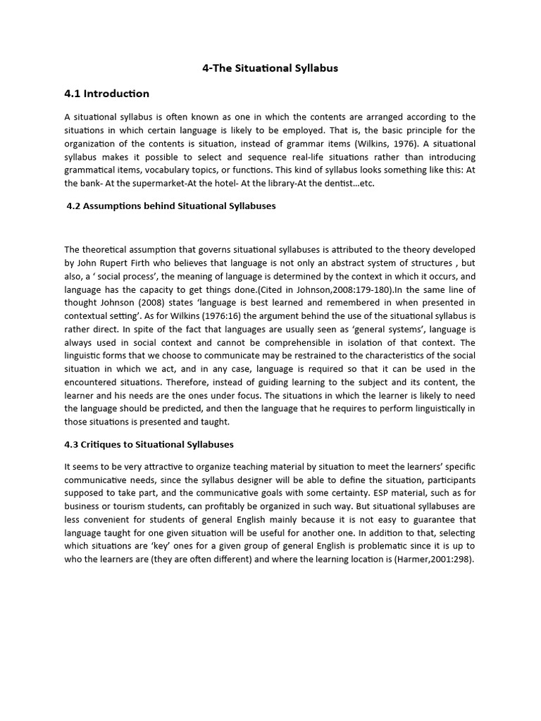 Situational Syllabus | PDF | Learning | Linguistics