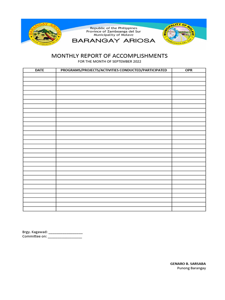 Accomplishment Kagawad | PDF
