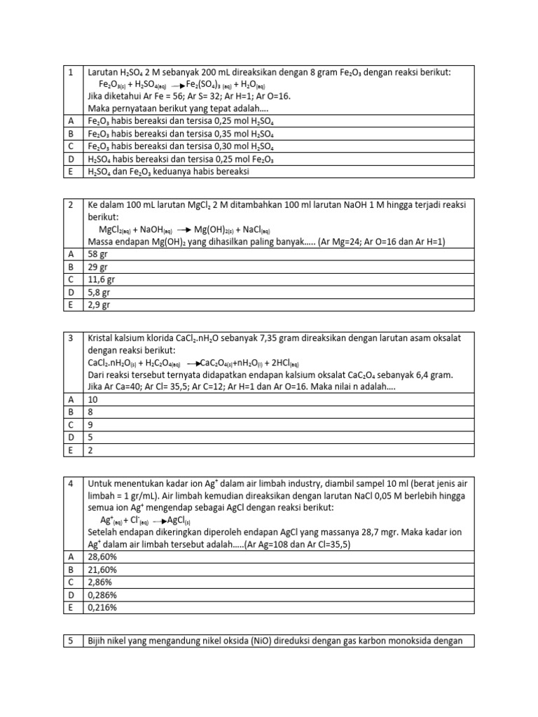 SOAL PAS KIMIA XI 2023-2024 | PDF