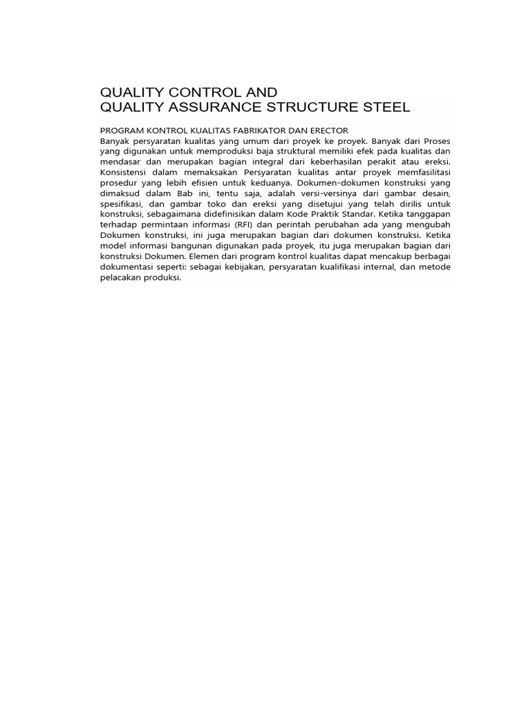 Fabricator and Erector Quality Control Program | PDF