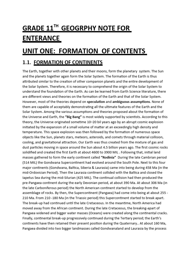 GRADE 11 GEOGRPHY ENTRANCE NOTE | PDF | Precipitation | Oceanic Climate