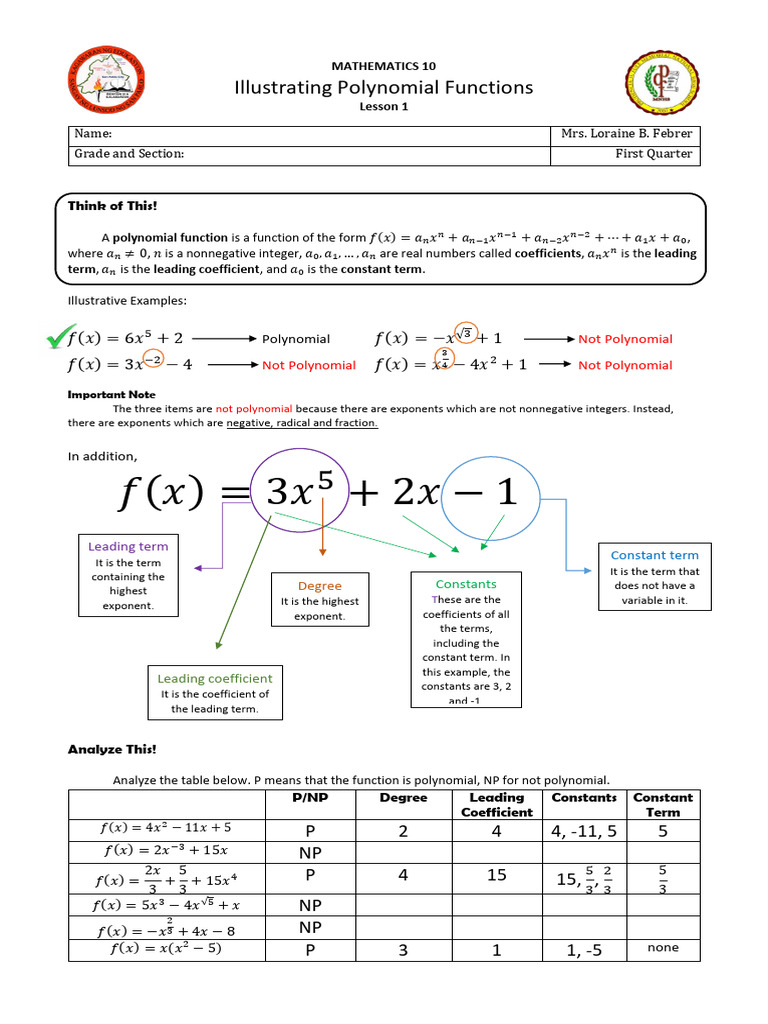 Understanding Polynomial Functions | PDF | Polynomial | Mathematical ...