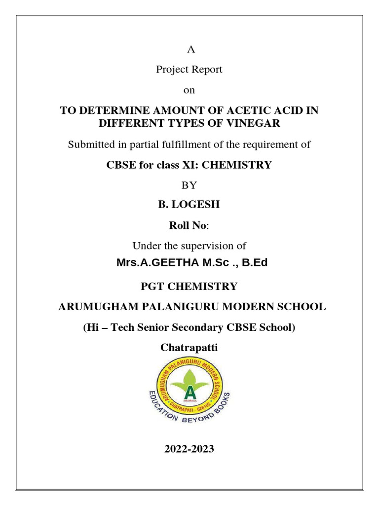 Che Project PDF | PDF | Titration | Chemistry