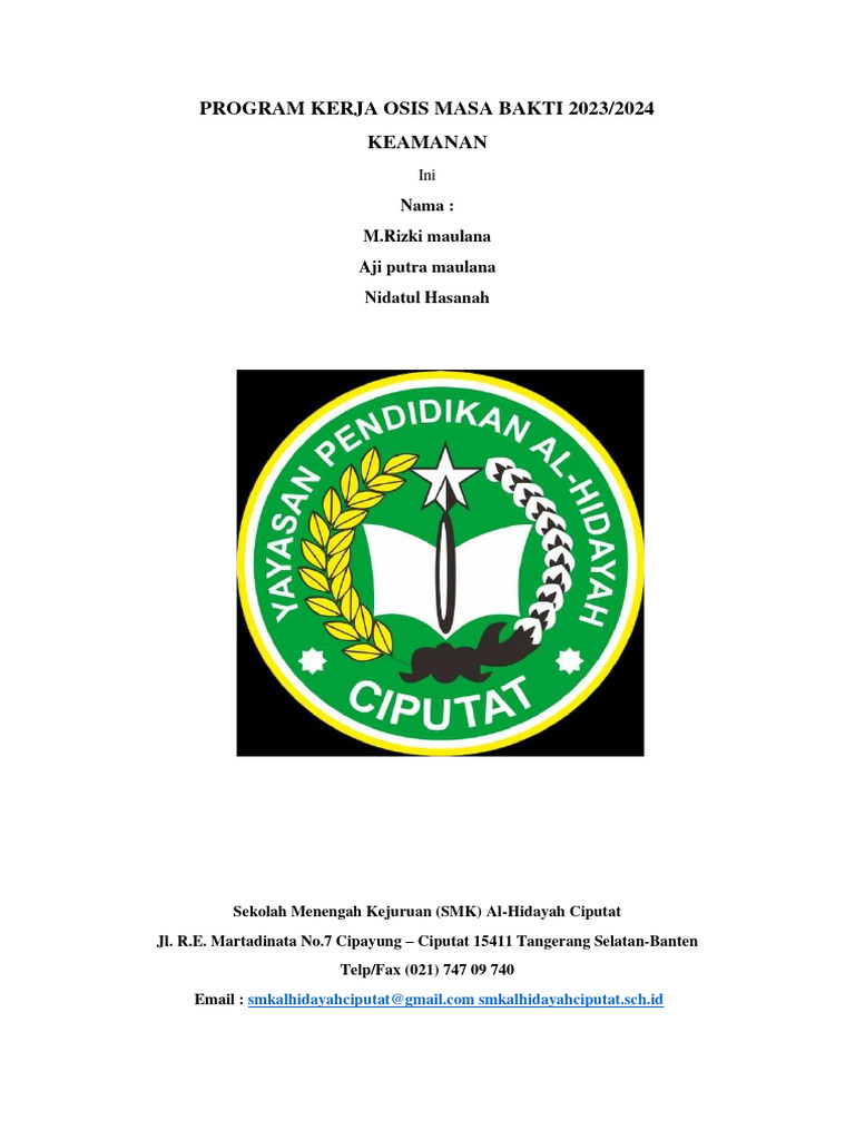 Proker Sekretaris OSIS 20232024 | PDF