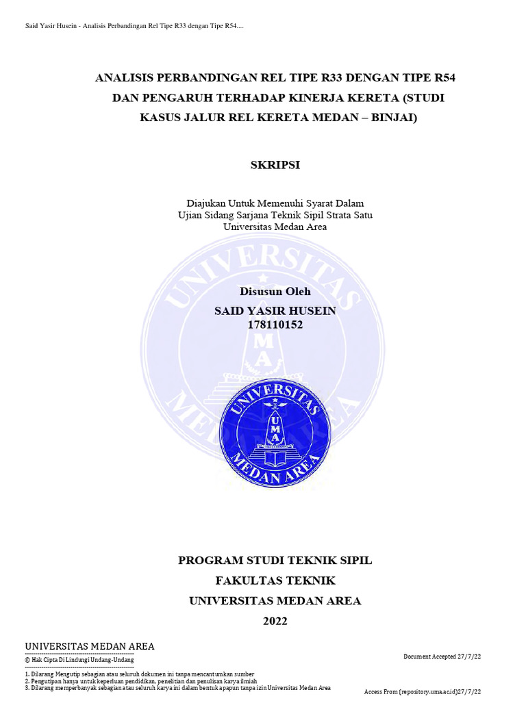 Analisis Rel R33 vs R54 di Medan-Binjai | PDF