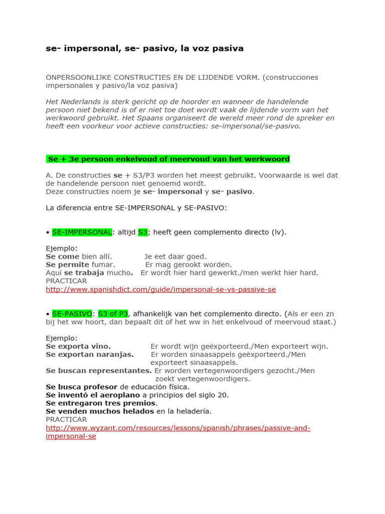 Se - Impersonal, Se - Pasivo, La Voz Pasiva | PDF