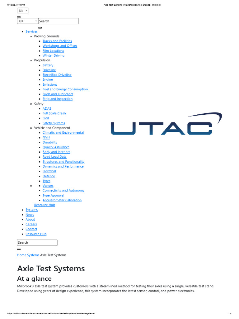 Axle Test Systems - Transmission Test Stands - Millbrook | PDF | Axle ...