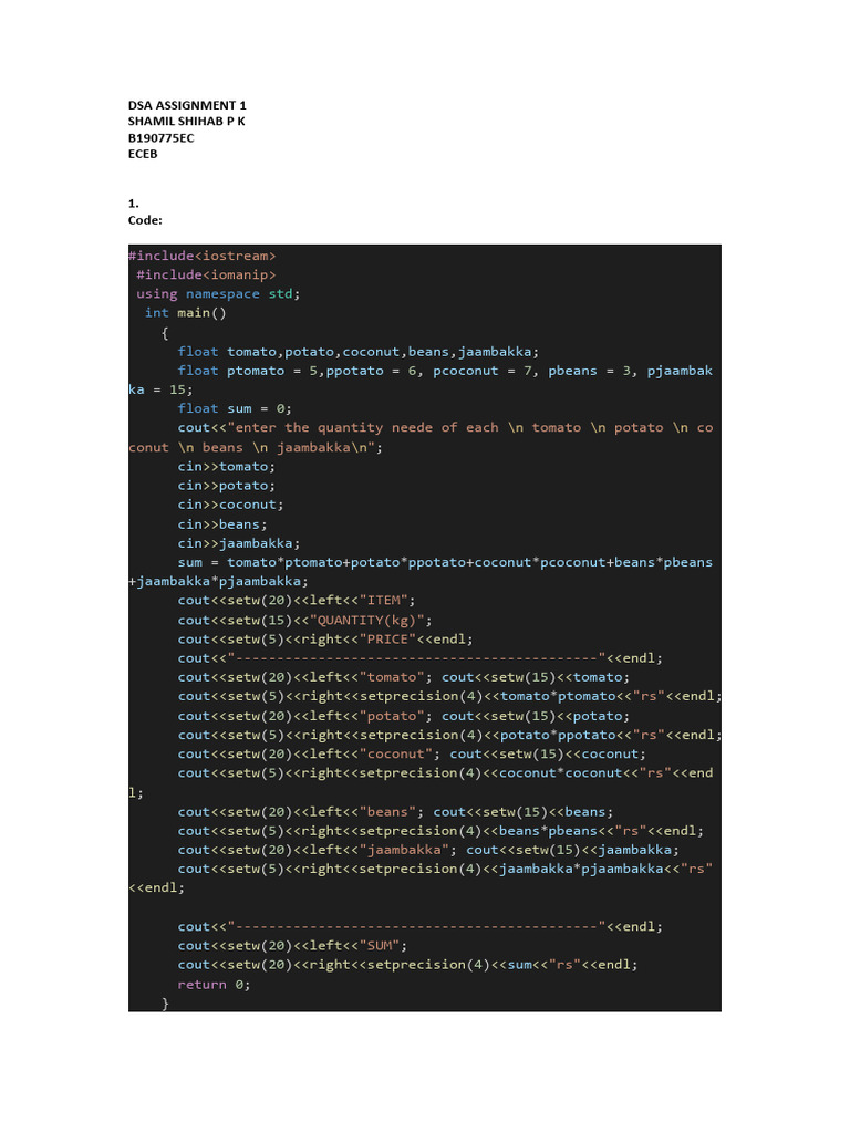 Dsa Assignment 1 | Download Free PDF | Namespace | Onomastics Dsa Assignment 1 | Download Free PDF | Namespace | Onomastics