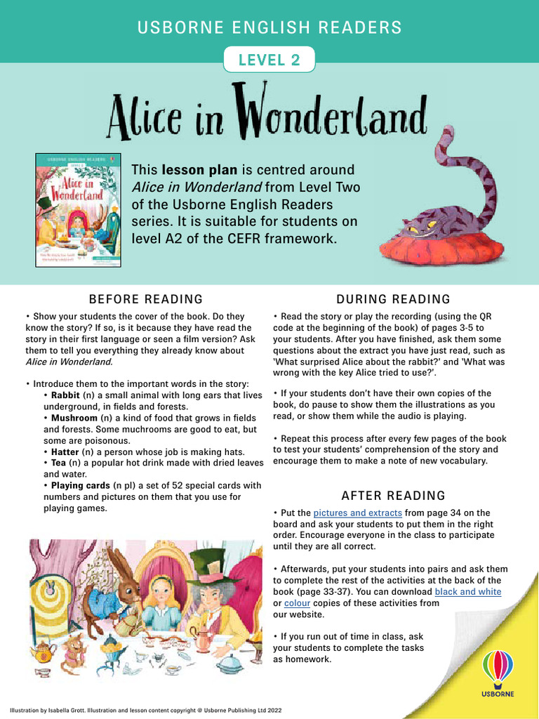Alice in Wonderland Lesson Plan | PDF | Alice's Adventures In ...