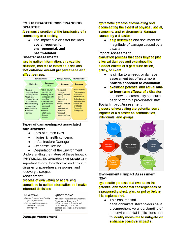 Disaster Risk Financing Reviewer | PDF | Environmental Impact ...