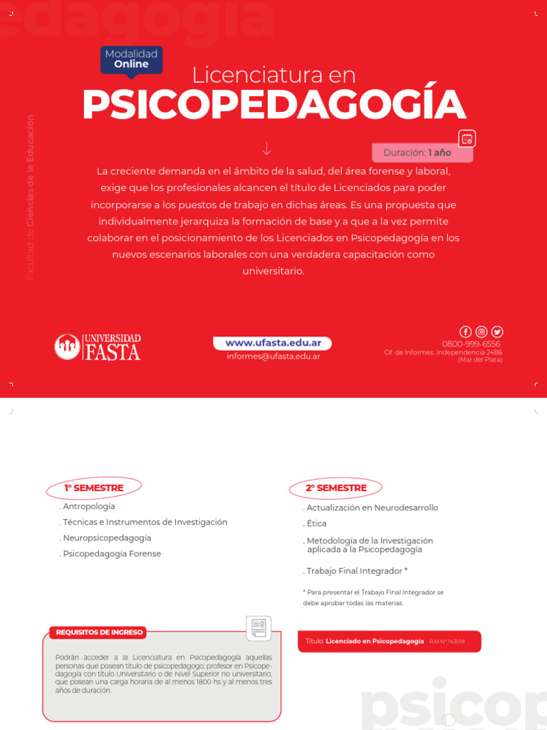 Plan de Estudio 2023 Educacion Psicopedagogia | PDF | Educación más alta