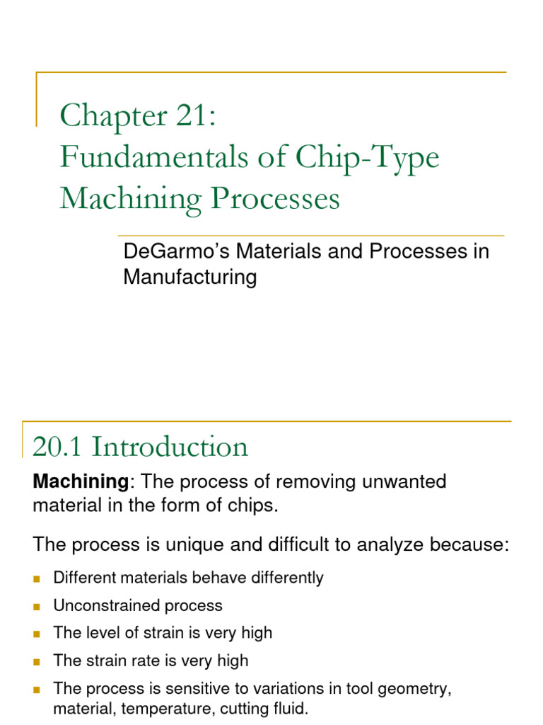 Ch21 - 20 Fundamentals of Machining | PDF | Machining | Horsepower
