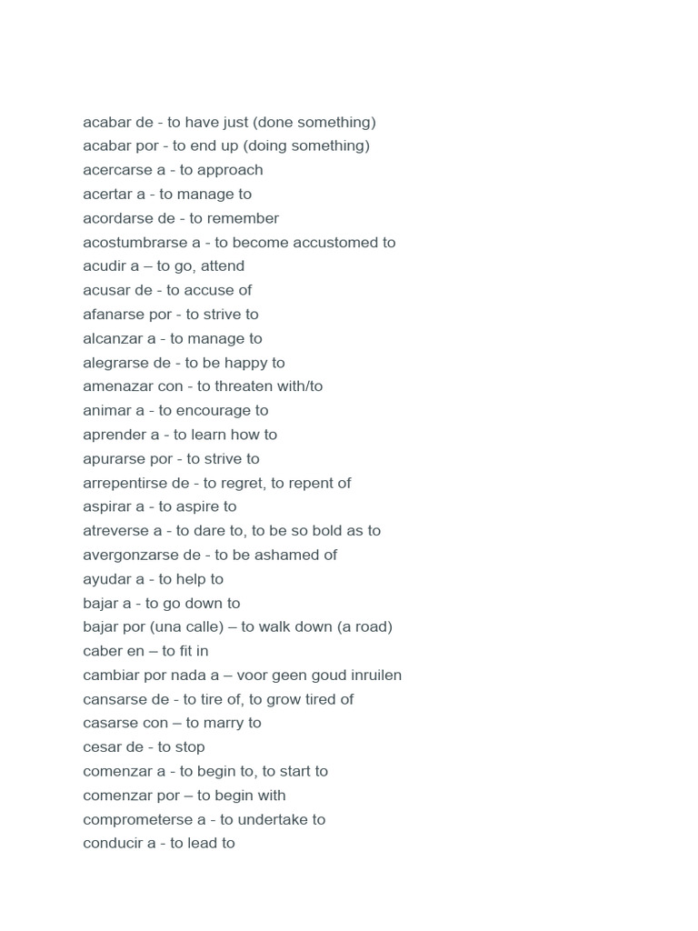 Verbos Con Preposiciones | PDF